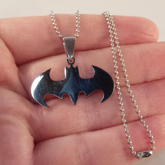 Accessories | Mens Silver Batman Symbol Super Hero Stainless Steel ...